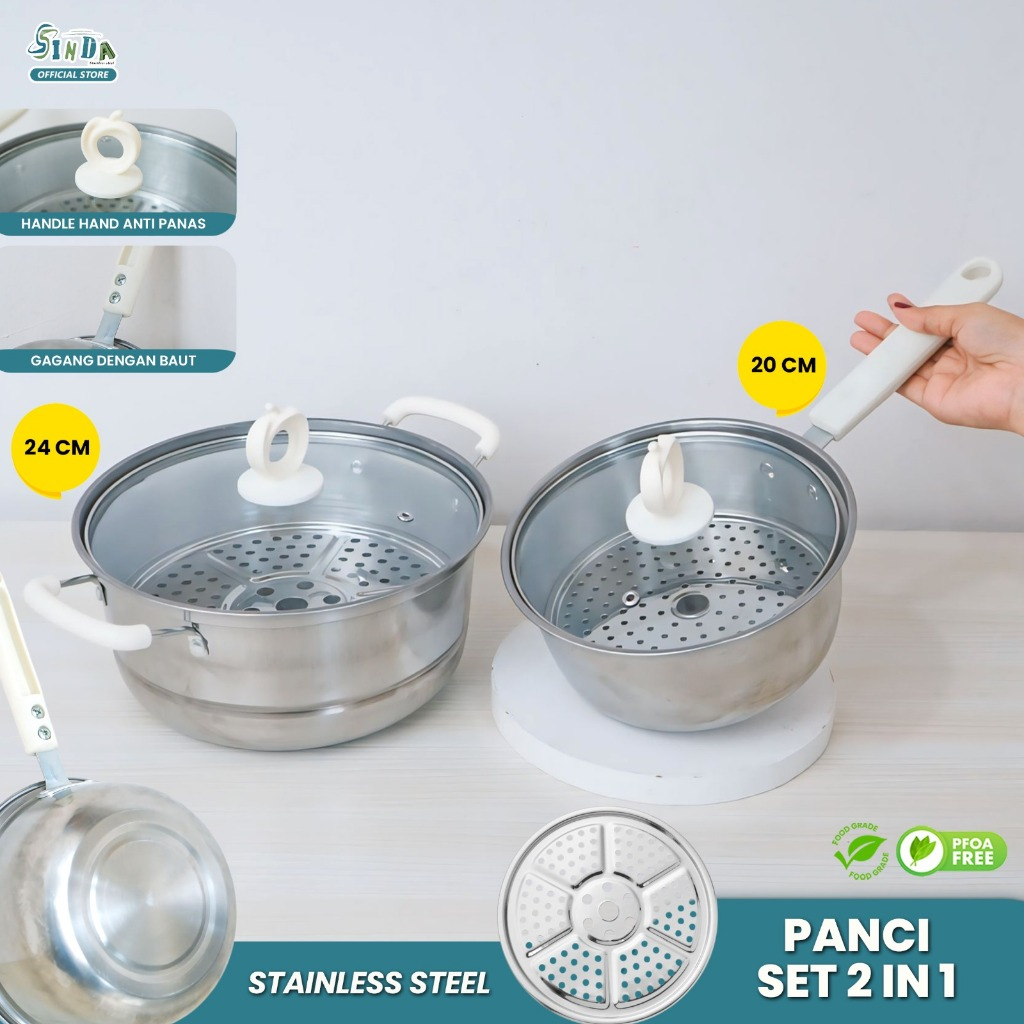Jual Sinda Panci Set Panci MultiFungsi 2 In 1 (Panci Susu + Panci Sup ...