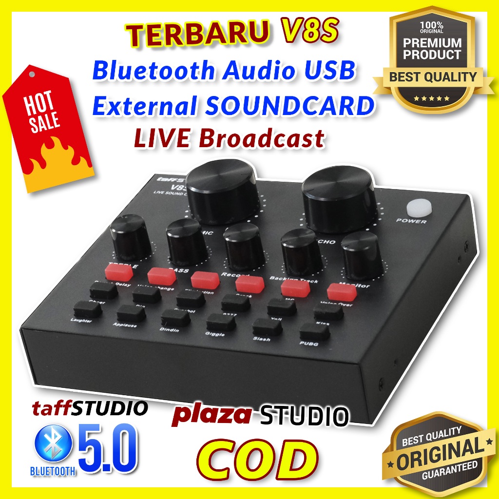 Jual TaffSTUDIO Bluetooth Audio USB External Soundcard Live Broadcast Mic - V8S | Shopee Indonesia