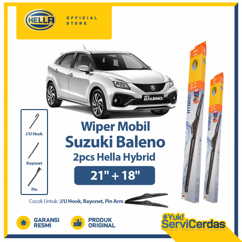 Jual Wiper Mobil SUZUKI Baleno 21” + 18” (2pcs) - HELLA Hybrid | Shopee ...