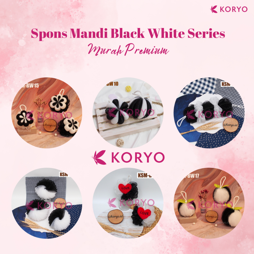 Jual Spons Mandi Black White Series Aesthetic Shower Puff Murah Premium ...