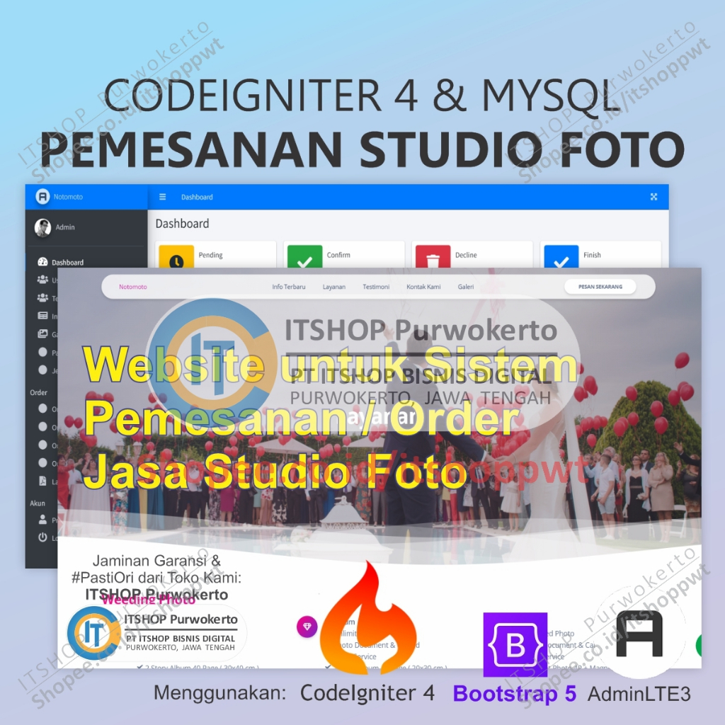 Jual Source Code Aplikasi Web Pemesanan Order Studio Foto dengan Codeigniter 4 CI4 MySQL ...