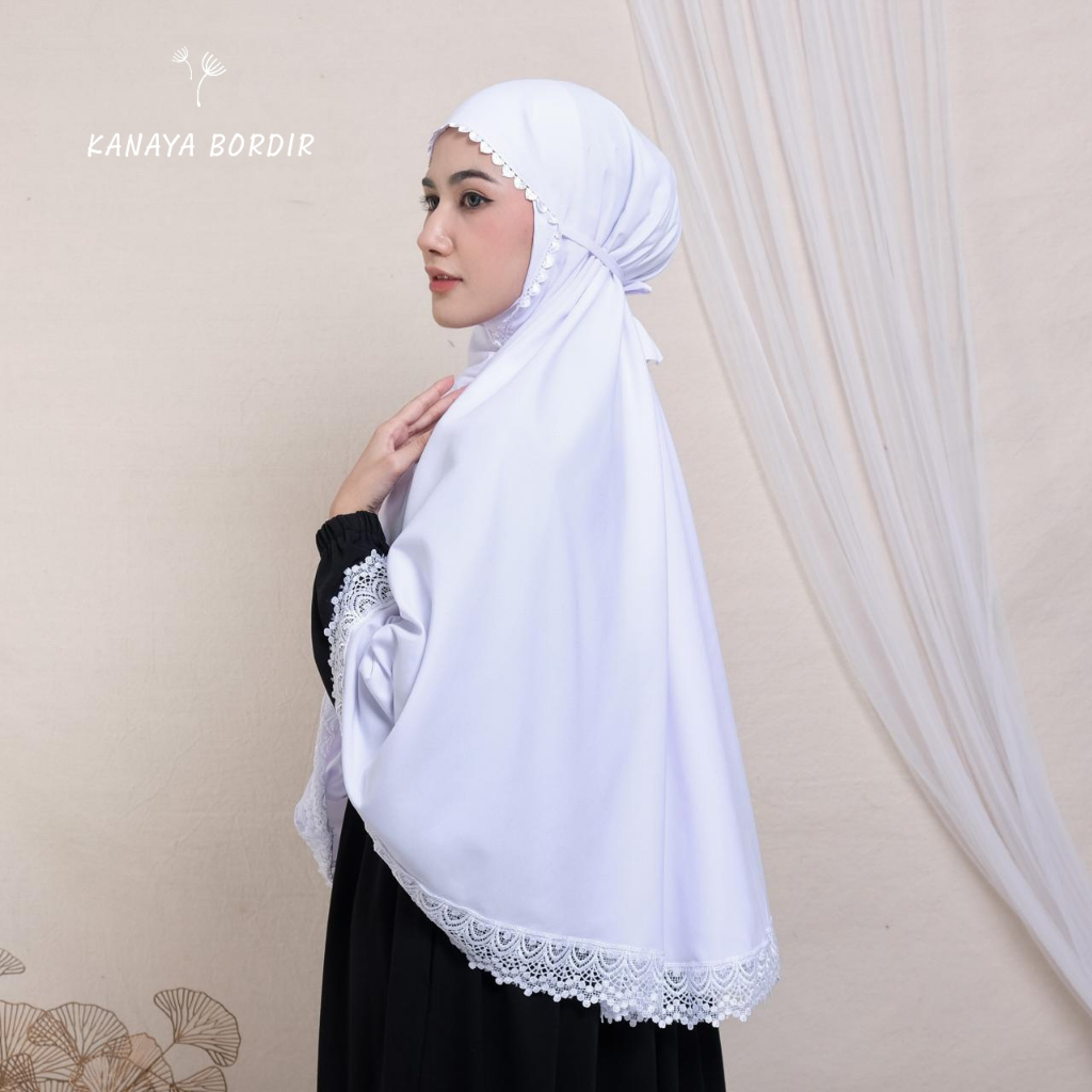 Jual KANAYA-Bergo Hijab Umroh Haji Bahan Katun Premium Bersaku Renda Cantik | Shopee Indonesia