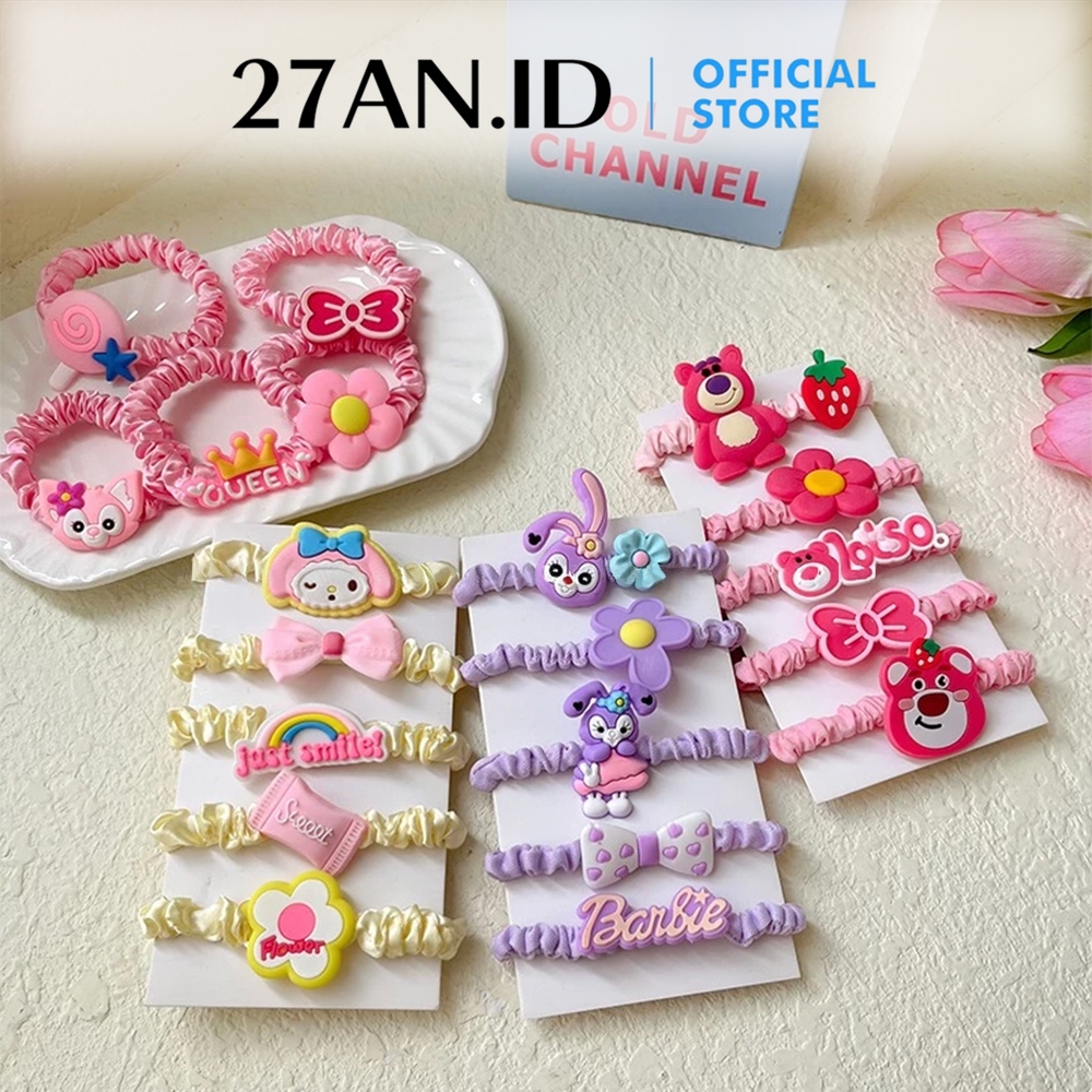 Jual (27AN.ID) Karet Scrunchie Lucu H755 Ikat Rambut Karakter Isi 5 ...