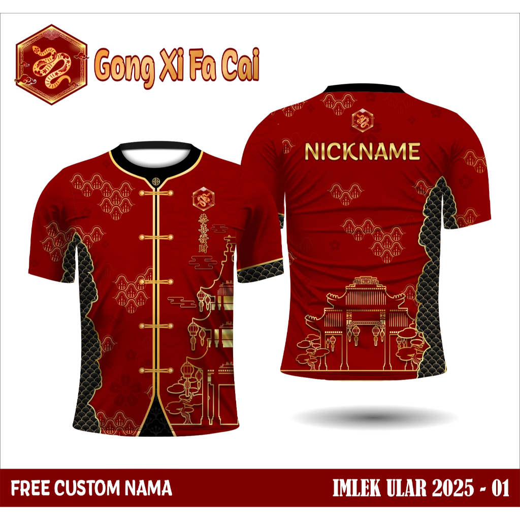 Jual Baju imlek shio ular kaos cheongsam gong xi fa cai jersey tahun ...