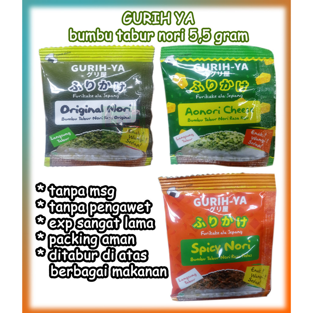 Jual Bumbu Tabur Nori Rumput Laut Gurih Ya Ready 3 Varian Rasa | Shopee ...