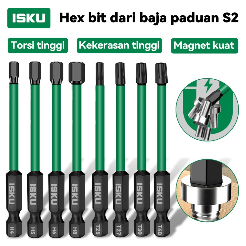 Jual ISKU Mata Obeng Magnetic kunci L Hex Key Baja S2 Set 8 pcs & Star bit set 9 pcs Hex bit ...