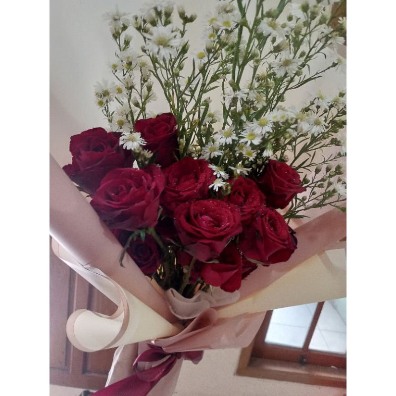 Jual BUKET BUNGA MAWAR SEGAR FRESH ROSE BOUQUET 15 TANGKAI | Shopee ...