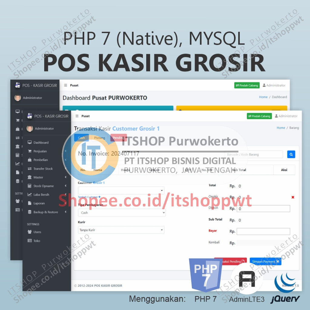 Jual Source Code Aplikasi Web POS Kasir Grosir menggunakan native PHP 7 dan MySQL | Shopee Indonesia