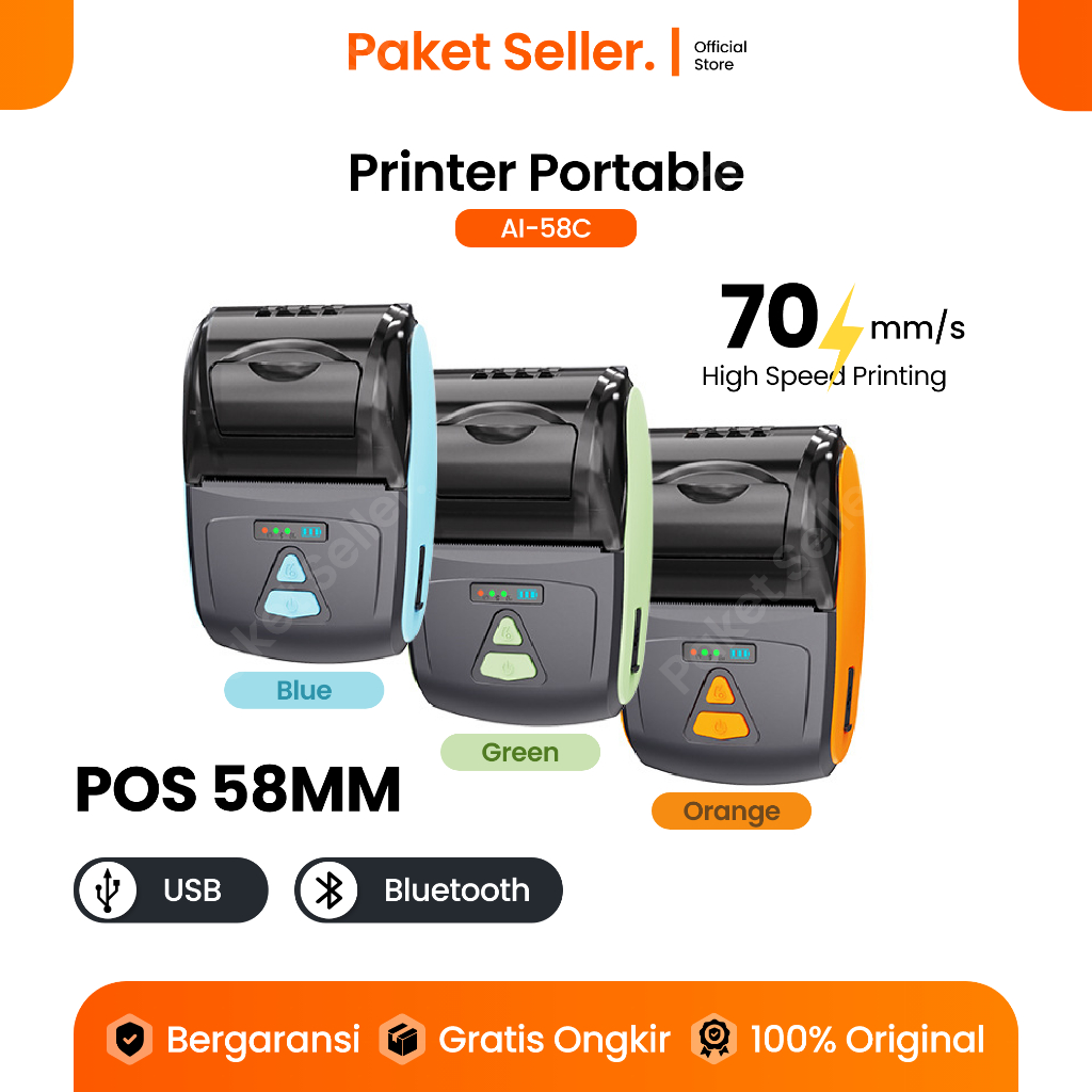 Jual Printer Kasir Portable Struk Thermal Bluetooth AI-58C 58mm Support Moka & Gobiz – Praktis ...