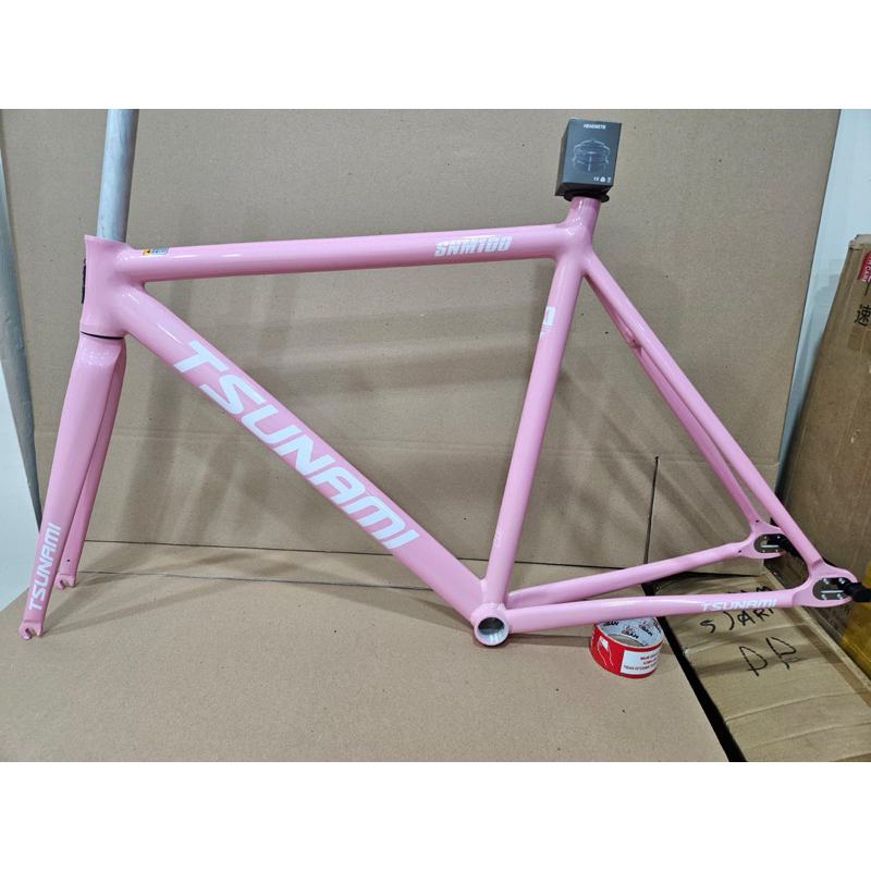 Jual Frameset Sepeda Fixie TSUNAMI SNM100 Warna Light Pink Aluminum ...