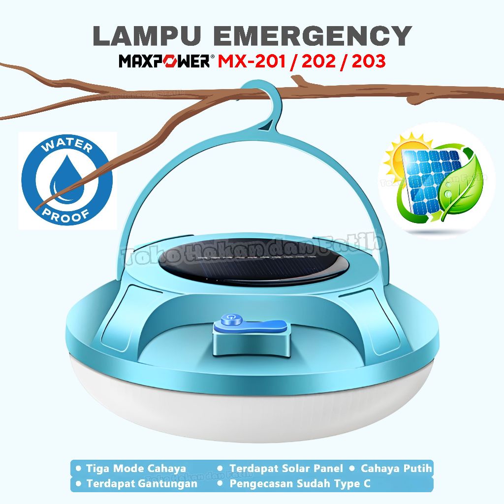 Jual Lampu Emergency UFO Gantung Solar Panel Camping Lamp 300W / 400W / 600W Maxpower MX-201 ...