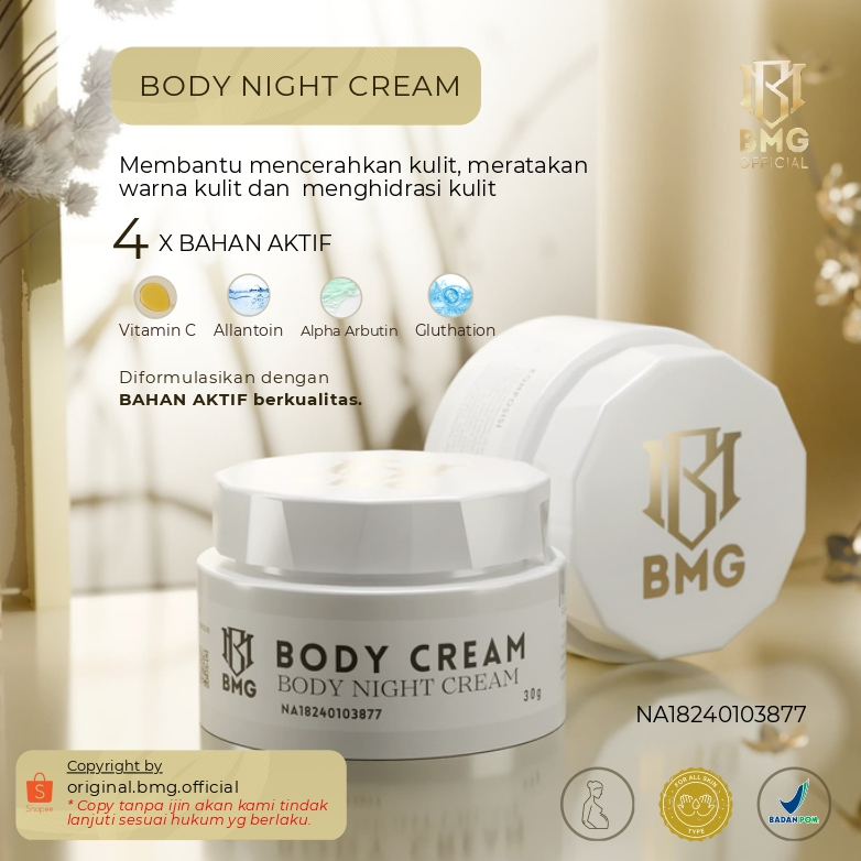 Jual [ BMG ORIGINAL ] BODY NIGHT CREAM 30GR | Shopee Indonesia