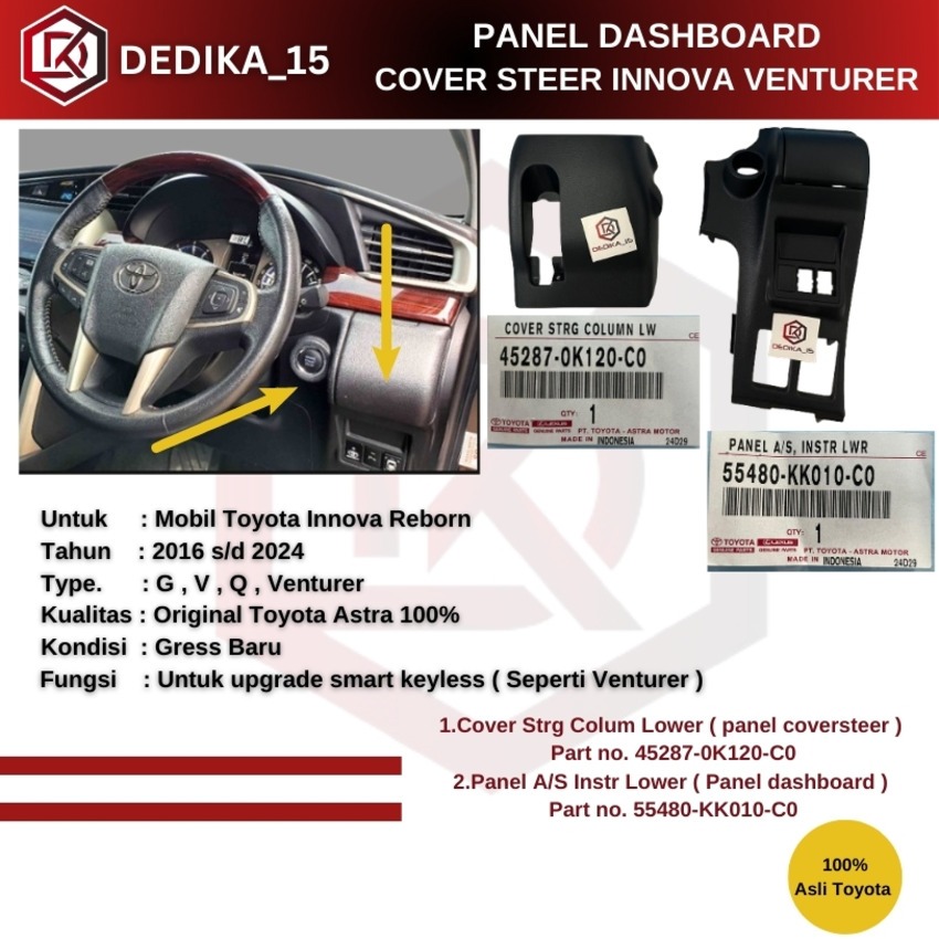 Jual Panel dashboard keyless Innova Reborn Venturer Original Toyota ...