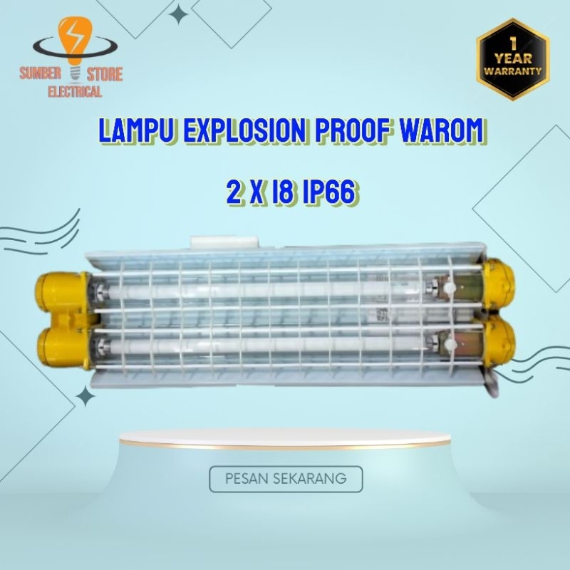 Jual Lampu TL NEON Flourescent Explosion Proof Warom HRY52 2×18 IP66 ...