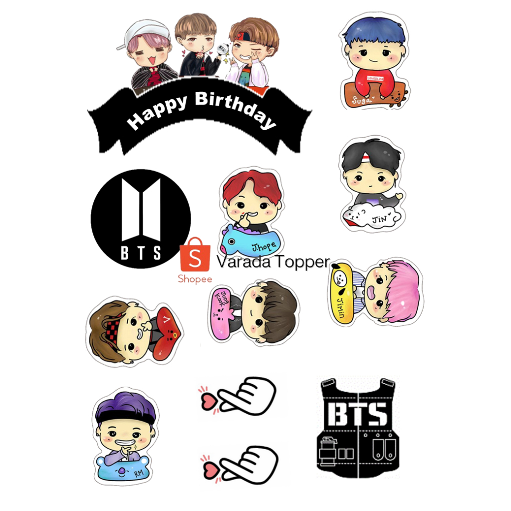 Jual Topper BTS KARTUN ANIMASI Custom/ Hiasan Cake BTS ANIMASI | Shopee ...