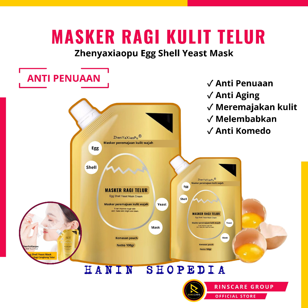 Jual [ MASKER EGG SHELL ] Masker Peremajaan Kulit Wajah ZhenyaXiaopu ...