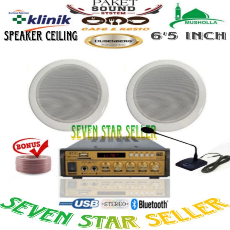Jual Paket Audio Cafe Resto Klinik Speaker Ceiling 6'5 Inch 2 Speaker ...