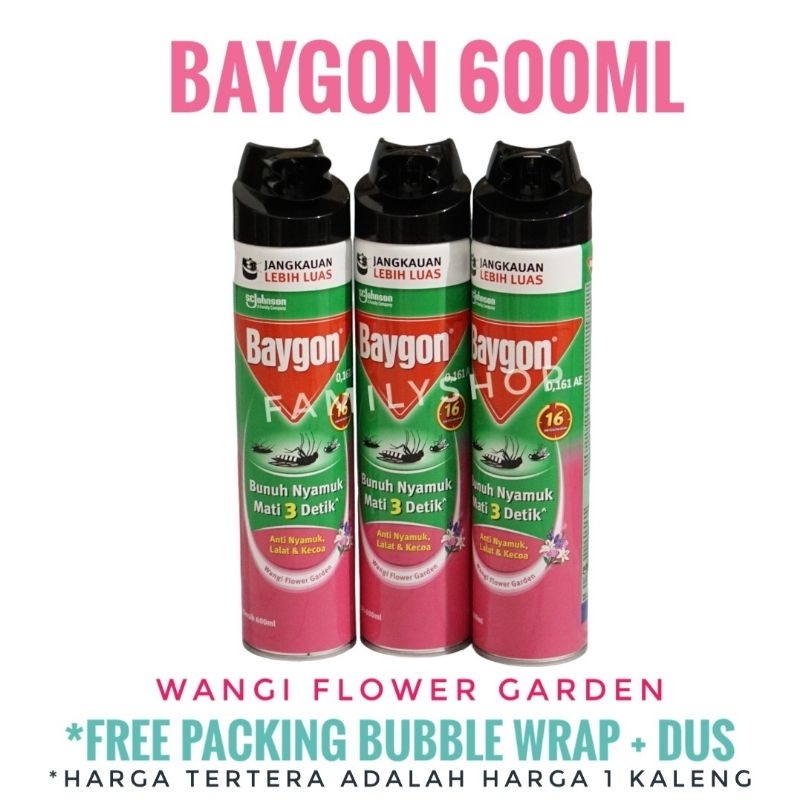 Jual BAYGON Aerosol Flower Garden 600 mL Spray Anti Nyamuk Anti Lalat ...