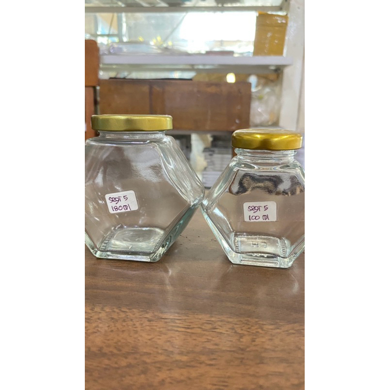 Jual jar hexagonal 100/180ml kemasan botol madu kaca | Shopee Indonesia