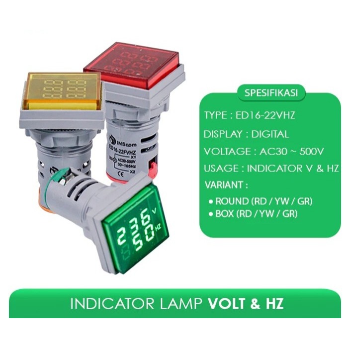 Jual INDIKATOR LAMP VOLT & HZ / PILOT LAMP DISPLAY VOLT & HZ KOTAK ...