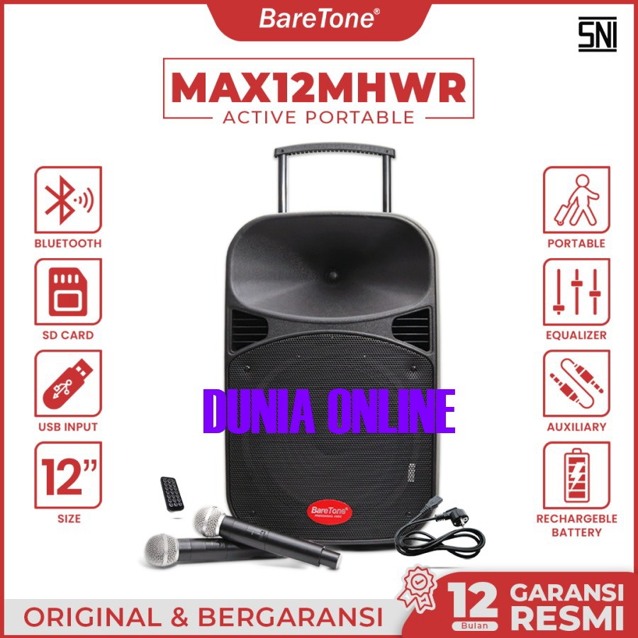Jual Speaker Portable BareTone MAX12MHWR 12 Inch max12mhwr / max 12mhwr ...