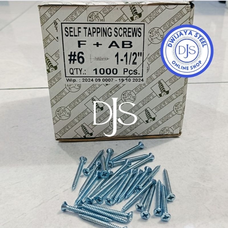 Jual #6X1-1/2" FH (+) SEKRUP TAPPING PUTIH FAB (+) 6X1-1/2" MOON LION SKRUP KEPALA RATA FH (+) 3 ...