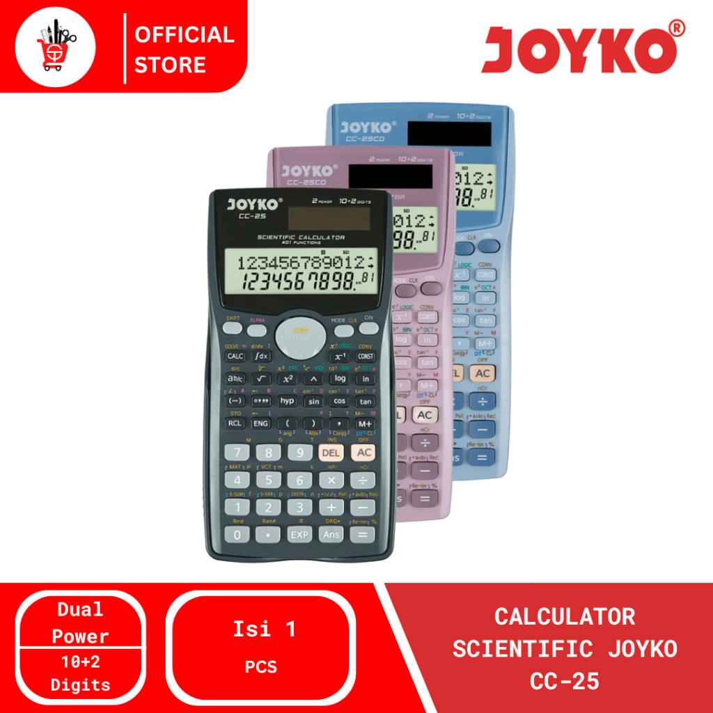 Jual Kalkulator Scientific Joyko CC-25 401 Fungsi - Dual Power, 10x2 ...