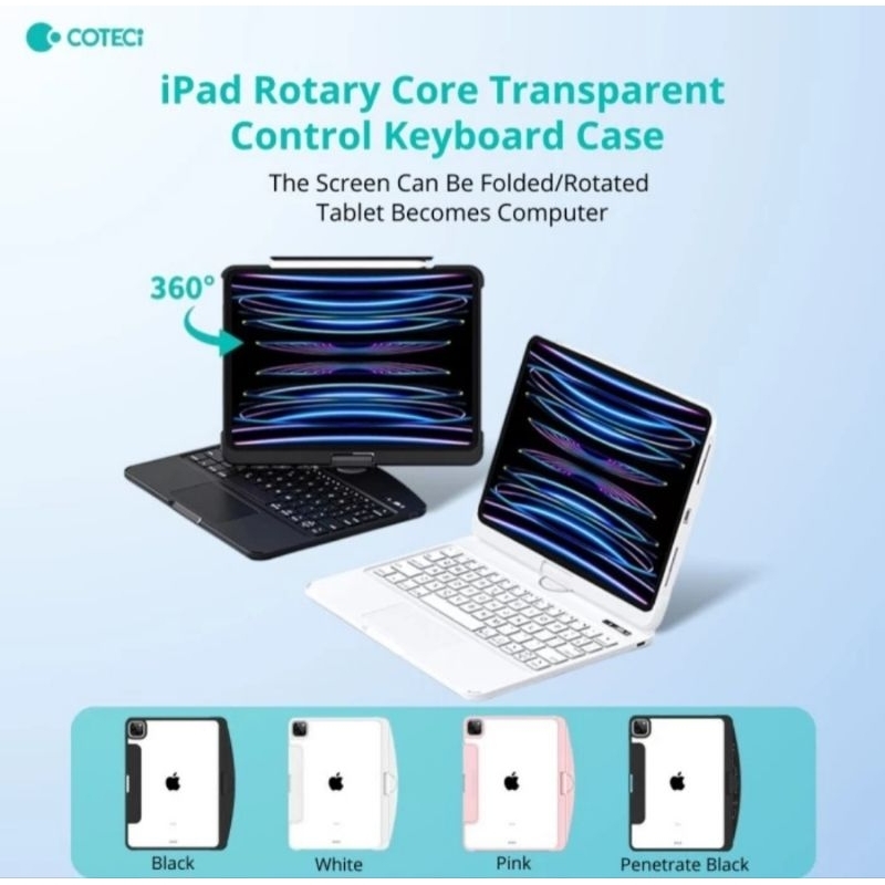 Jual Case with Magic keyboard rotary core transparan control for ipad ...