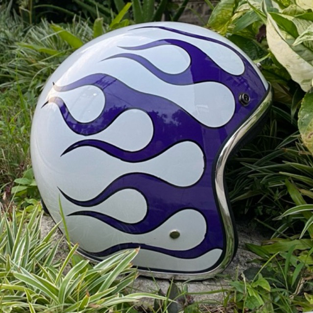 Jual Helm Bogo Custom Putih Api Ungu Gelap | Shopee Indonesia