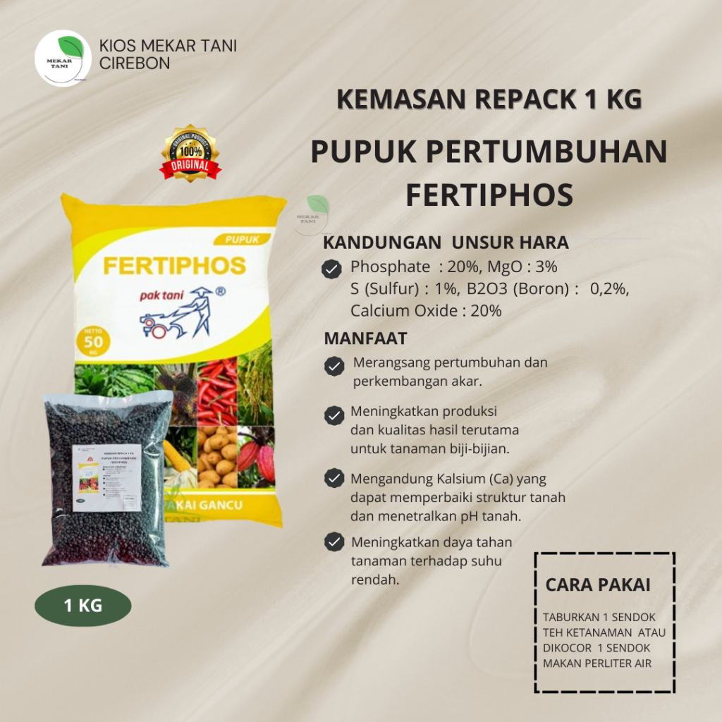 Jual PUPUK PERTUMBUHAN TSP FERTIPHOS /KEMASAN REPACK 1KG | Shopee Indonesia