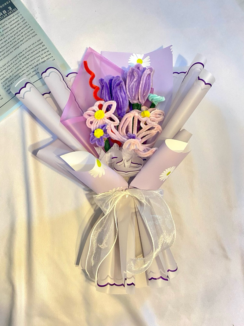 Jual BUKET BUNGA KAWAT BULU MERCY PREMIUM buket bunga pipe cleaner ...