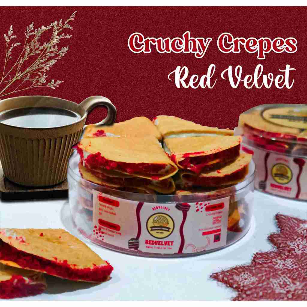 Jual crunchy crepes||crepes semprong||snack viral kekinian||red velvet ...