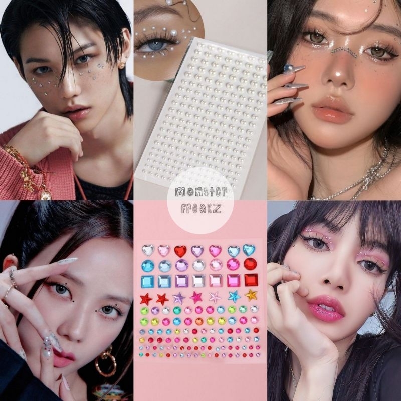 Jual Korean Rhinestone Sticker | Kpop Idol Eye Glitter Makeup Cosplay ...