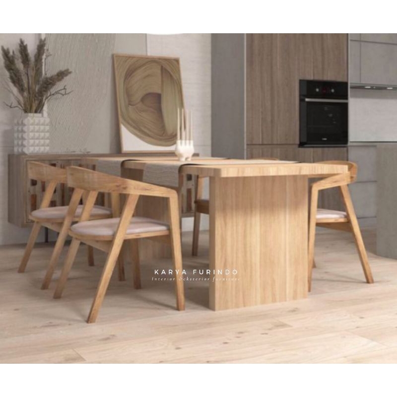 Jual Dinning Set Teak Wood, Meja Makan Minimalis Kayu Jati 150 Cm | Shopee Indonesia