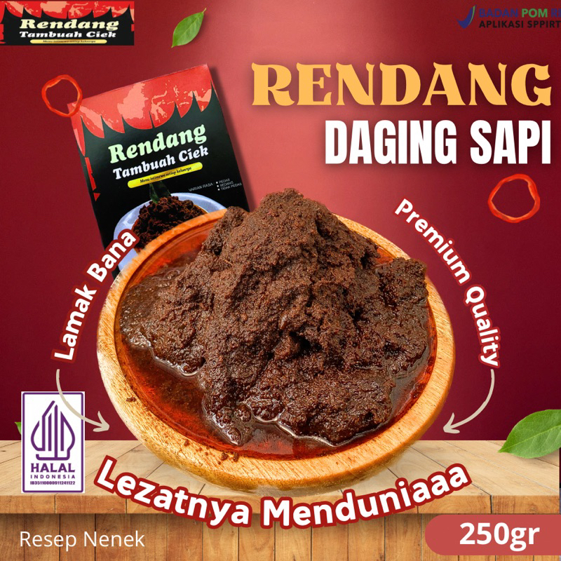 Jual Rendang PADANG 250gr - PREMIUM 100% HALAL " Rendang Tambuah Ciek " - RENDANG DAGING SAPI ...