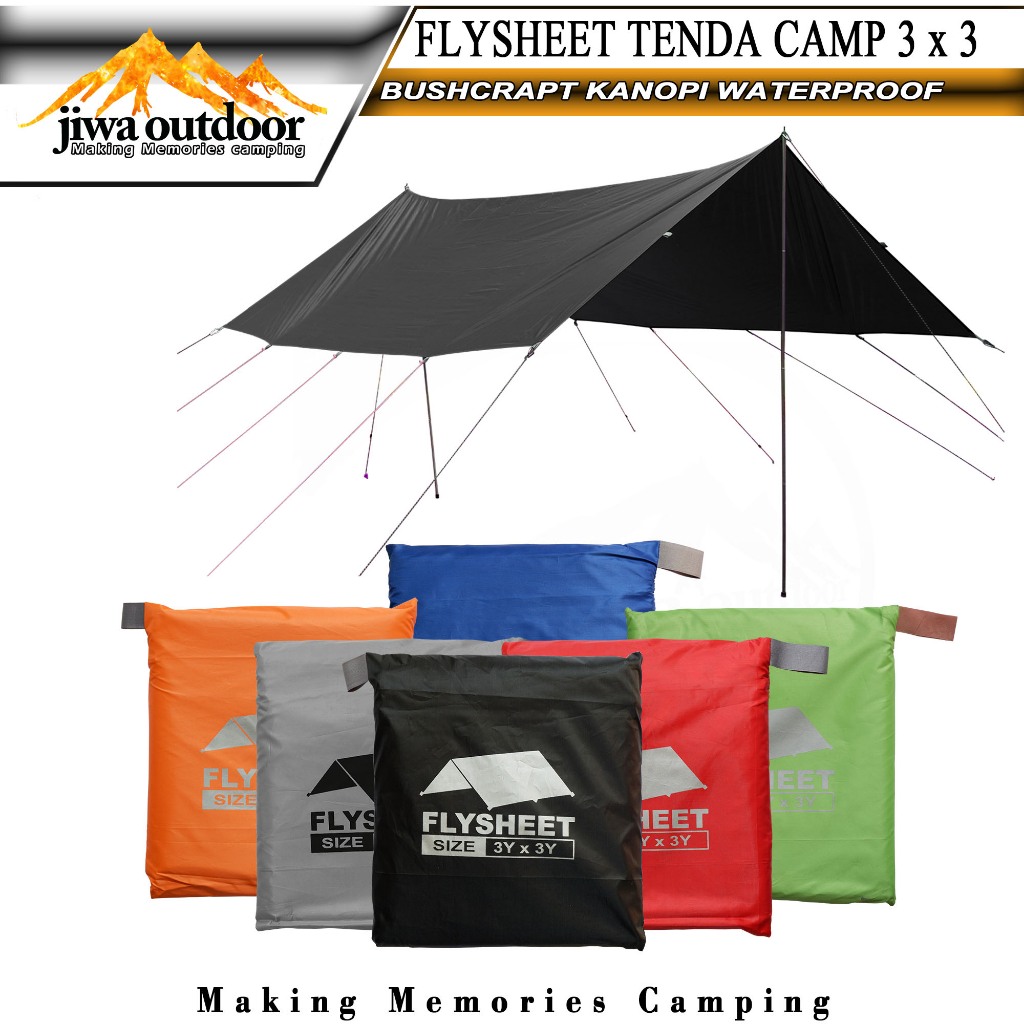 Jual flysheet tenda camping 3x3 yard flysheet outdoor waterproof 3000 mm atap tenda camping 3x3 ...