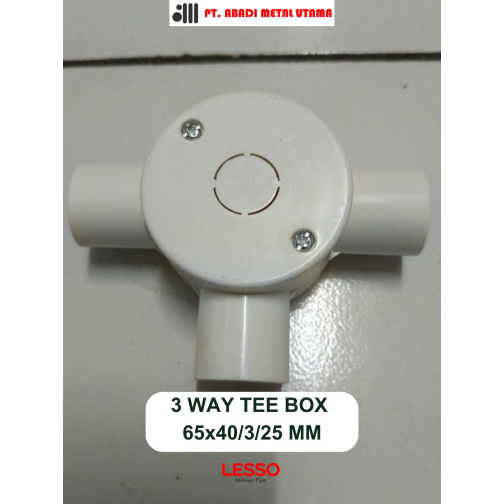 Jual 3 WAY TEE BOX CONDUIT 25mm (¾ inch) PUTIH POLOS MERK LESSO WITH ...