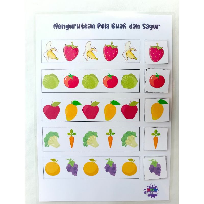 Jual Mainan Edukasi anak || mengurutkan pola buah dan sayur || mengenal ...