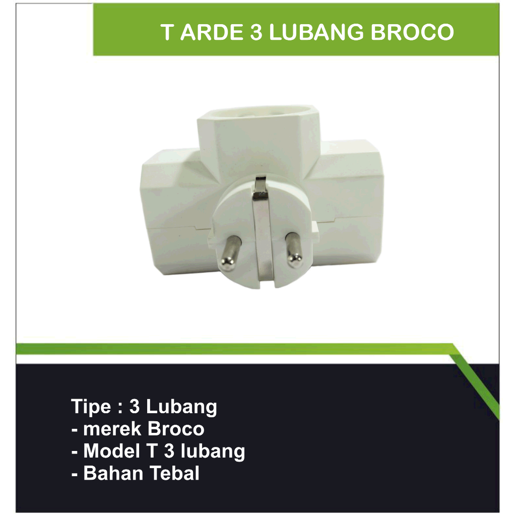 Jual Stop kontak T Arde 3 Lubang Broco / Colokan Stop Kontak Listrik ...