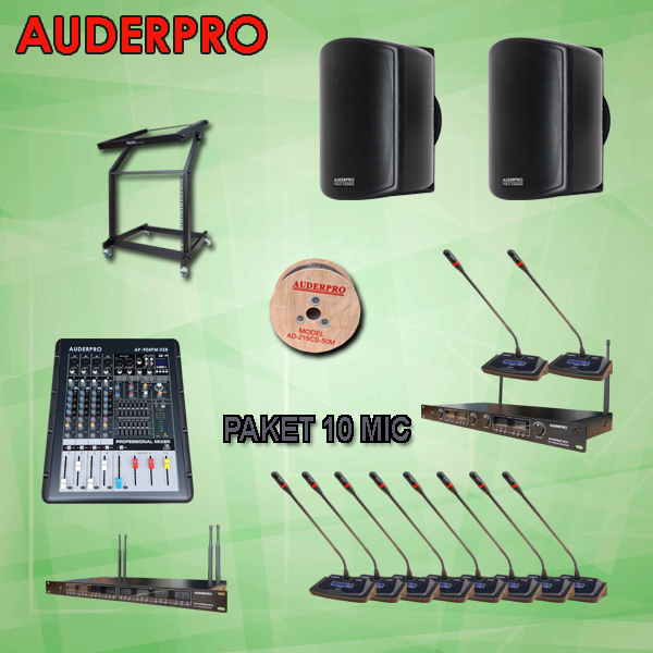Jual MIC RAPAT WIRELESS AUDERPRO PAKET TW8 PAKAI 10 MIKROFON TABLE PLUS ...