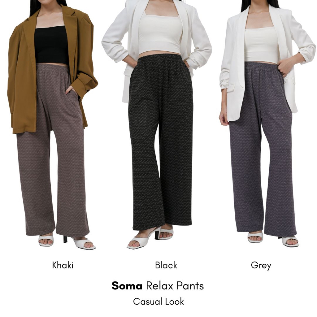 Jual CWJ SOMA RELAX PANTS / Celana Panjang Casual Wanita / Celana Rajut ...