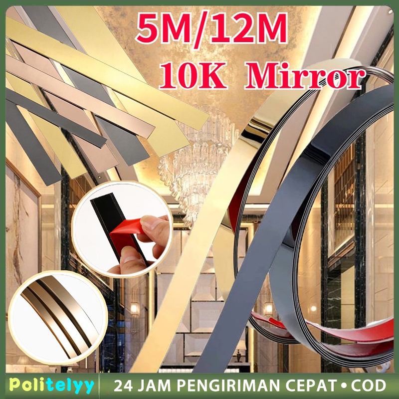 Jual 3M/5M/12M List Plat Strip Mirror Gold / Stainless SS201 Steel Flat ...