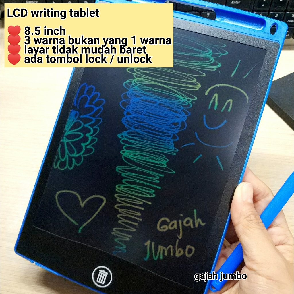 Jual LCD Drawing Pad Tablet Papan Tulis Hapus Corat Coret Buram Saba ...