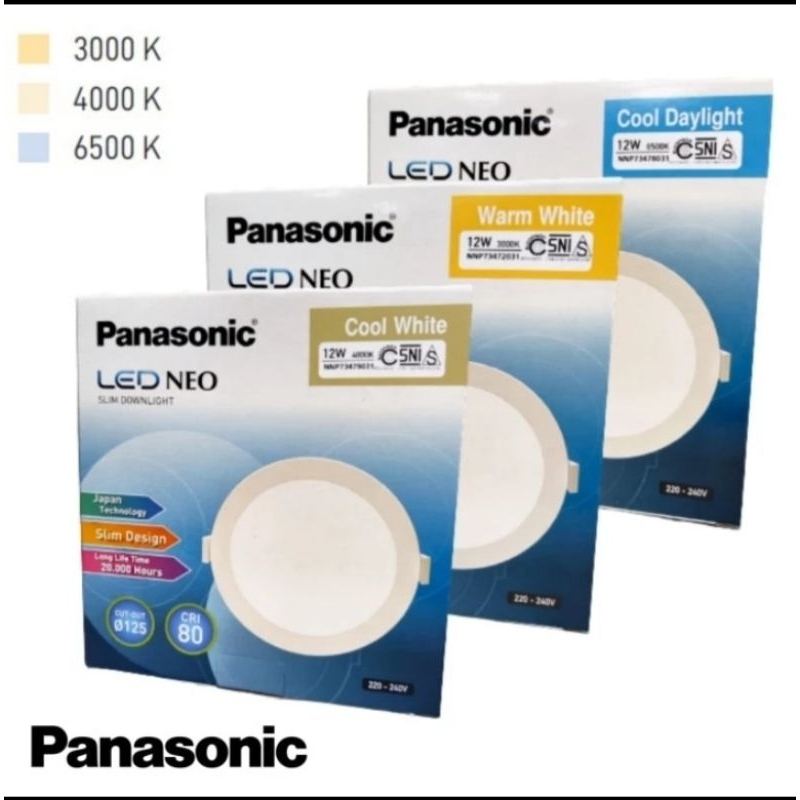 Jual LAMPU PANEL LED / SLIM DOWNLIGHT LED 12 WAT BULAT PANASONIC 6500k ...