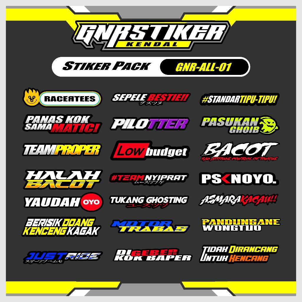 Jual Stiker Motor Pack RACING MOTOR/BRAND/QUOTES RACING dengan Laminasi ...