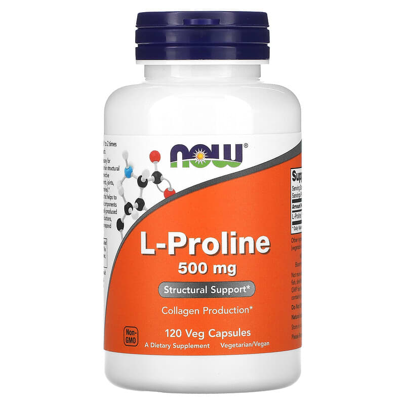 Jual NOW L-Proline 500 mg 120 Veg Caps collagen production structural ...