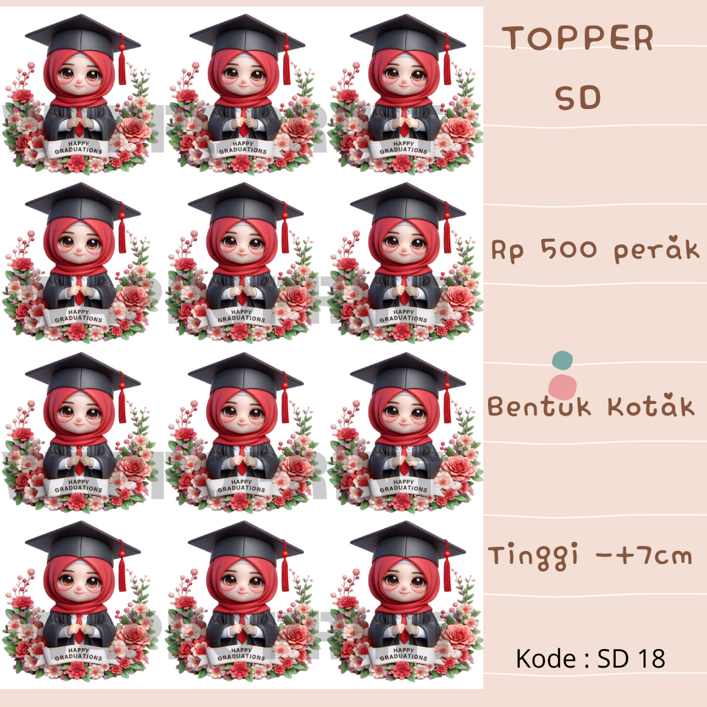 Jual Topper Wisuda Anak Sekolah Dasar / Topper Wisuda Untuk Buket ...