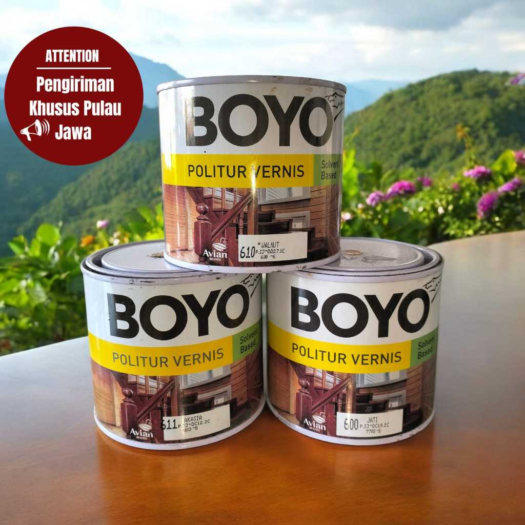 Jual Avian Boyo Cat Politur plitur warna, cat vernis 500 ml warna ...