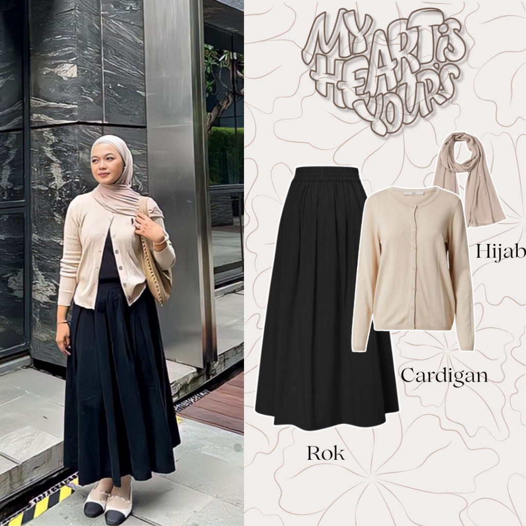 Jual One Set Wanita 3in1 Rok Mayung + Cardigan + Hijab | Setelan Warna ...