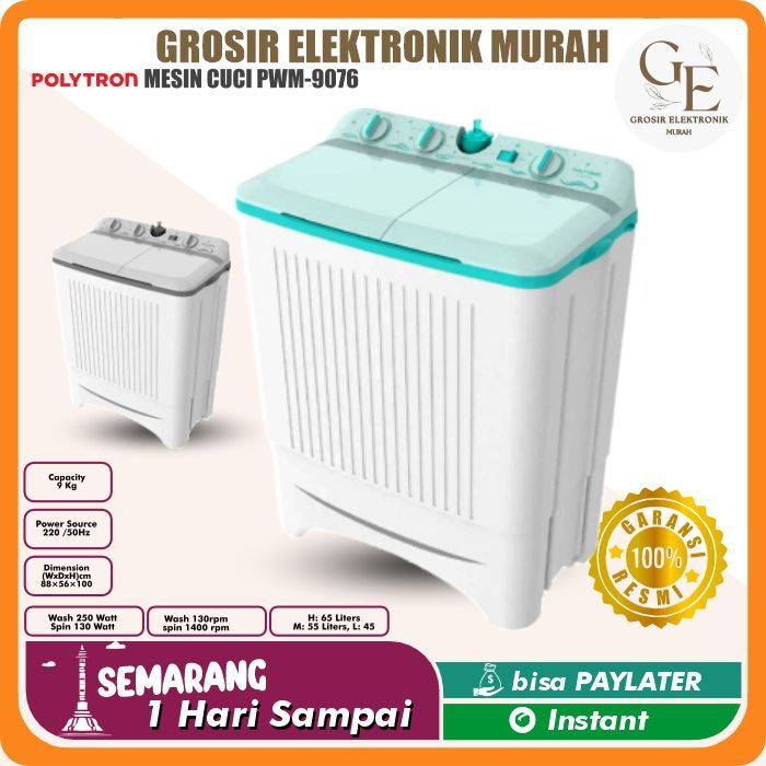 Jual MESIN CUCI POLYTRON PWM-9076 PWM 9076 TWIN TUBE 9KG BERGARANSI ...